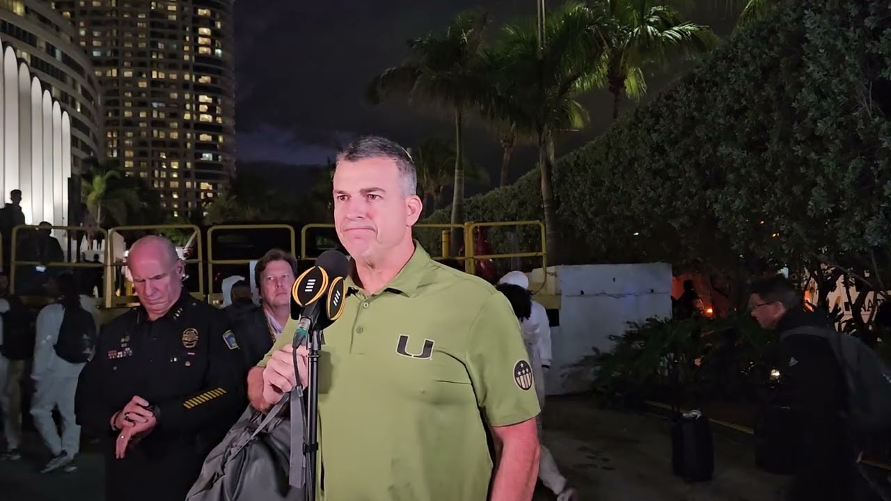 Mario Cristobal Miami Hurricanes HC & Team Arriving At Hotel 1.16.26 To ...